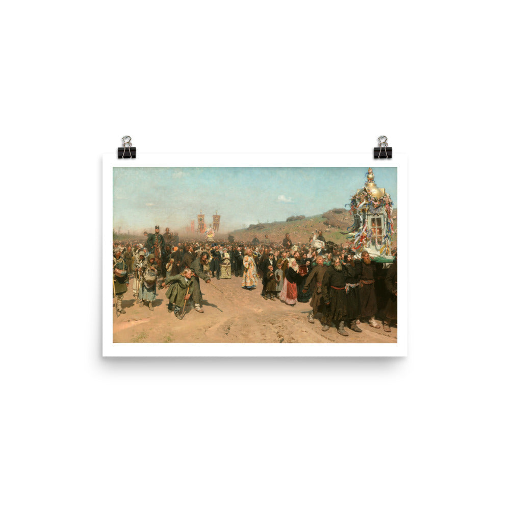 Ilya Repin, Religious Procession in Kursk Province Painting Poster